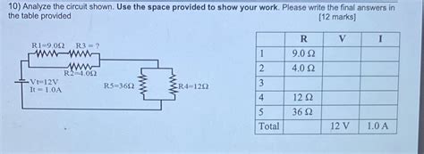 10 Analyze The Circuit Shown Use The Space Provided To Show Your Course Hero