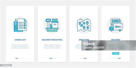 배달화물 포스트 라인 서비스 Ux Ui 온보딩 모바일 앱 페이지 화면 세트 개념에 대한 스톡 벡터 아트 및 기타 이미지 개념 개체 그룹 검사 보기 Istock