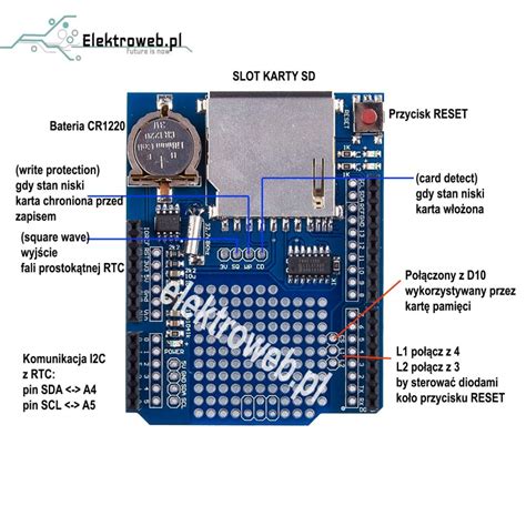 Shield Data Logger Rtc Ds1307 Slot Sd Arduino Uno Rejestrator Danych