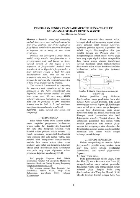 Pdf Penerapan Pendekatan Baru Metode Fuzzy Wavelet Dalam Analisis Data Runtun Waktu