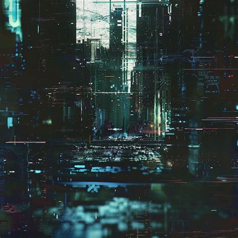 Premium Photo Urban Cyberpunk Cityscape Background With Glitch Effects