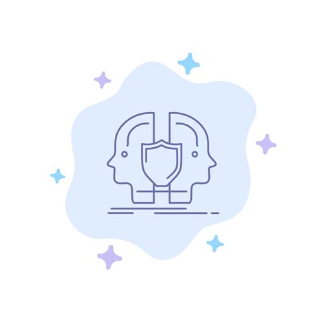 Man Face Dual Identity Shield Blue Icon On Abstract Cloud Background