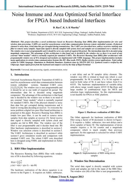 Noise Immune And Area Optimized Serial Interface For Fpga Based
