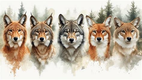 Coyote And Wolf Species Stock Illustration Illustration Of Nature