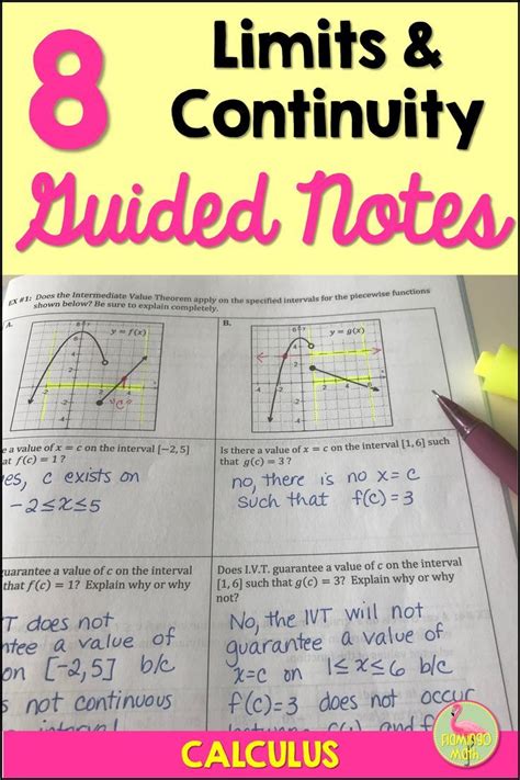 Limits And Continuity Guided Notes Ap Calculus Unit 1 Ap Calculus