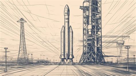 Generative Ai Spacecraft Launch Drawing Stock Illustration Illustration Of System Flat 277199716