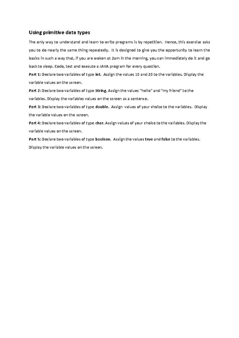 Exercise 1 Adf Data And Variables Using Primitive Data Types The