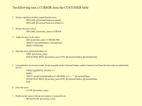 Simple Programming Part 2 Section 8 Cursors And Triggers Ppt Download
