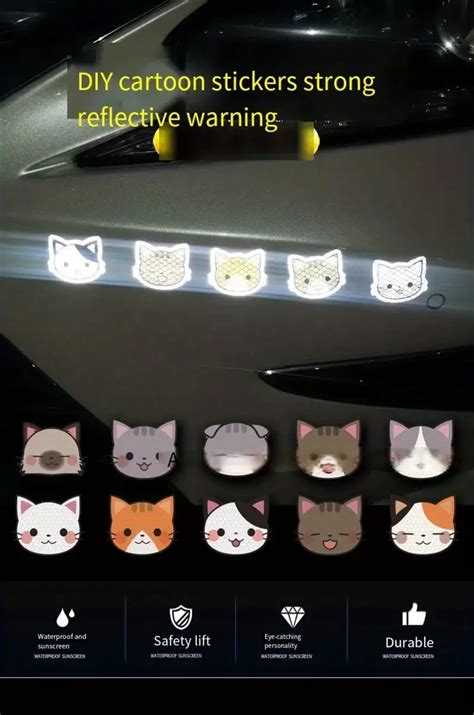 10 개대 자동차 장식 스티커 전기 자전거 헬멧 야간 경고 표지판 반사 스티커 개성 크리 에이 티 Temu