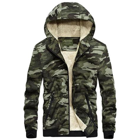 [ลดล้างสต็อก หมดแล้วหมดเลย] เสื้อกันหนาวผู้ชาย บอมเบอร์แจ็คเก็ตผู้ชายมีฮู้ดบุขน ลายพรางทหารสีก