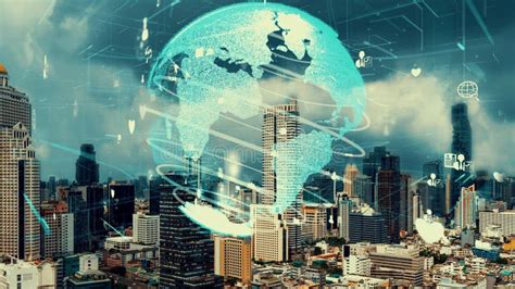 Global Connection And The Internet Network Alteration In Smart City Stock Image Image Of Grid