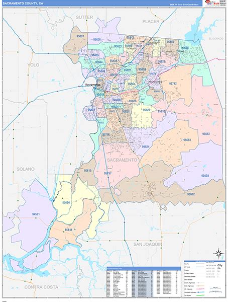 Sacramento County Map California Zip Codes 553x719