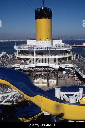 View Of The Exterior Deck And Chimney Of The Cruise Ship Costa Smeralda