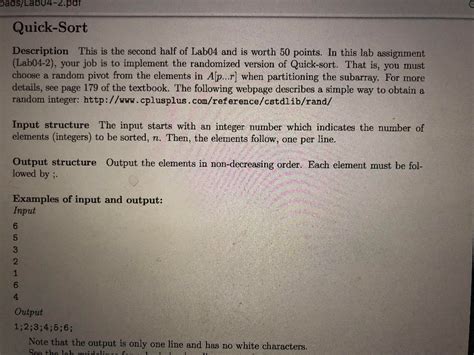 solved pads lab04 2 par quick sort description this is the