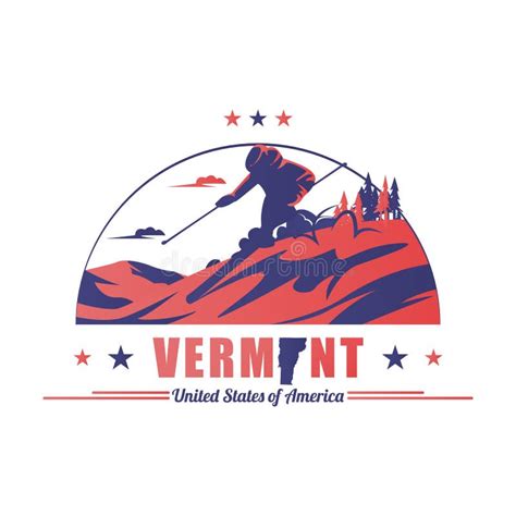 Stratton Mountain Ski Area Vector Illustration Decorative Design Stock