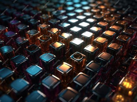 Premium Photo Futuristic Metallic Cubes Background Abstract Geometric Mosaic Grid Square Tiles