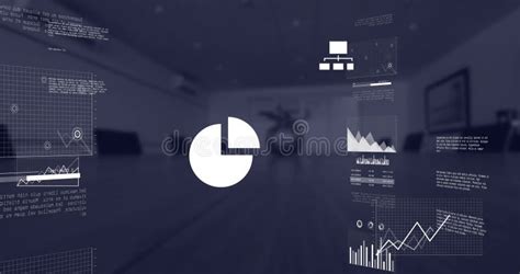animation of data processing and diagrams over office stock video video of generated
