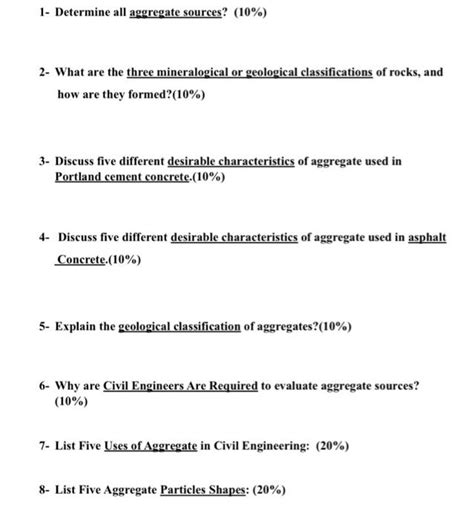 Solved 1 Determine All Aggregate Sources 10 2 What Are