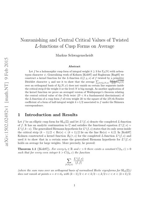 Pdf Nonvanishing And Central Critical Values Of Twisted L Functions
