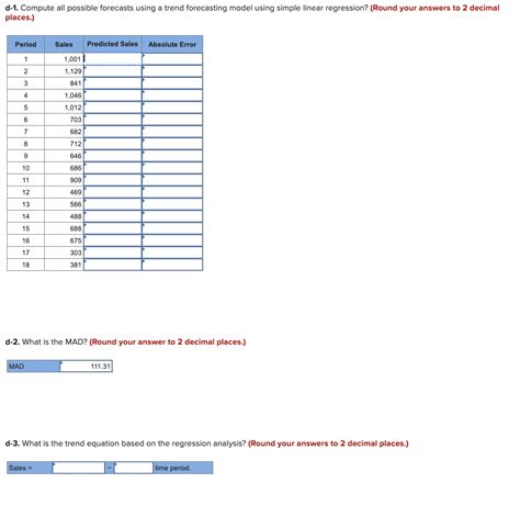solved d 1 ﻿compute all possible forecasts using a trend
