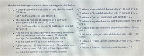 Solved Match The Following Random Variables To The Type Of