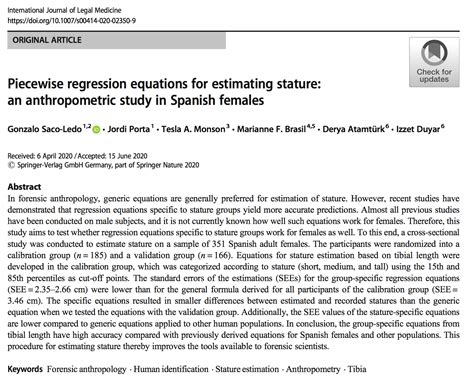 New Paper On Forensic Stature Estimation Wwu Primate Evolution Lab