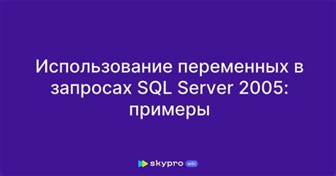 Использование переменных в запросах Sql Server 2005 примеры