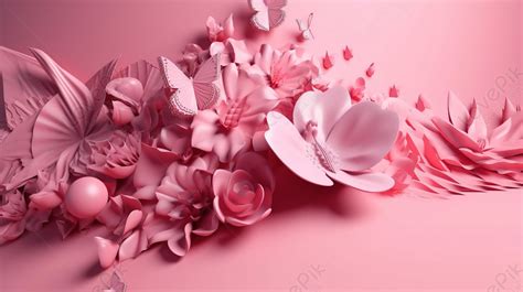 꽃과 나비로 장식된 분홍색 추상 배경의 놀라운 3d 렌더링 생일 꽃 배경 홍색 배경 놀라 배경 이미지 Hd 생일 꽃 홍색 놀라 배경 사진 무료 다운로드 Lovepik