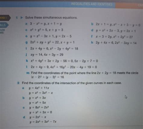 Inequalities And Identitiescisse 11 Solve These Simultaneous Equation