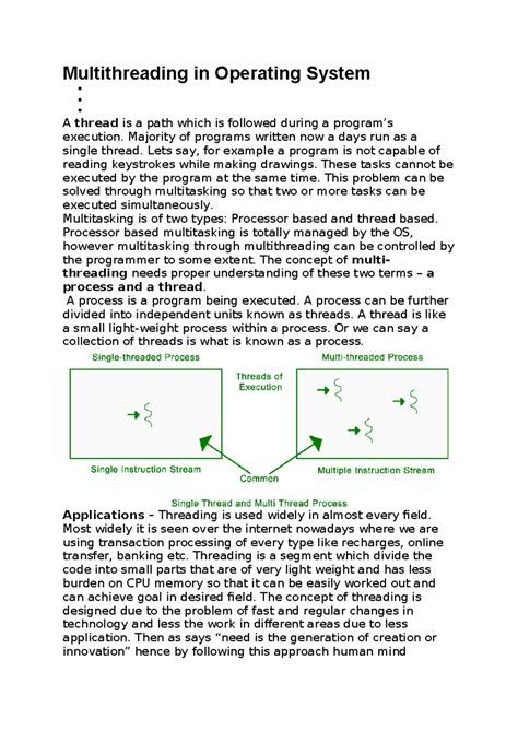 Unit 1 Operating System Multithreading In Operating System A Thread
