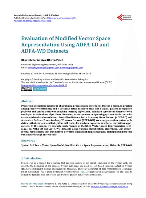 Pdf Evaluation Of Modified Vector Space Representation Using Adfa Ld