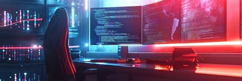 Premium Photo Futuristic Control Room With Multiple Monitors And Data