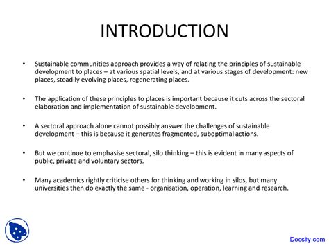 Sustainable Communities Community Development Lecture Slides Docsity