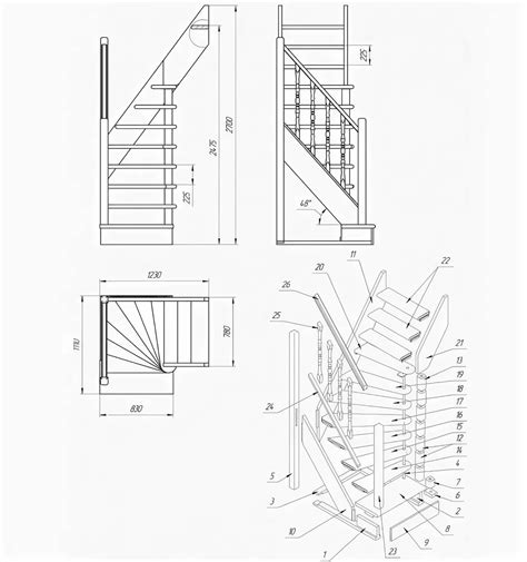 Как сделать лестницу на второй этаж своими руками из дерева на даче чертежи