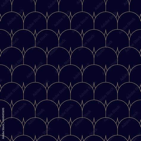 Golden Minimal Vector Geometric Seamless Pattern Art Deco Style Background With Thin Curved