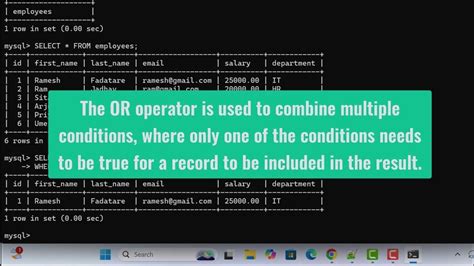 learn sql with mysql database logical operators and or not