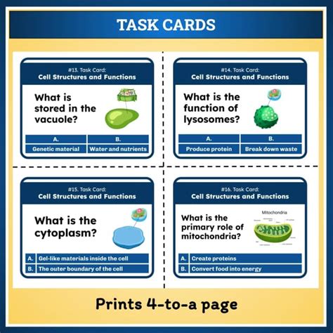 Ngss Life Science Task Cards Cell Structures And Functions By