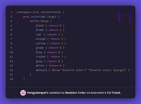 Pengusenpais Solution For Resistor Color In Tcl On Exercism