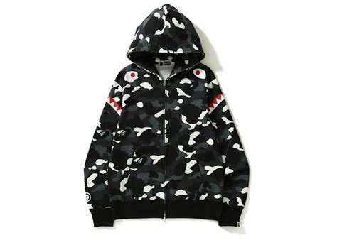 Bape City Camo Double Shark Full Zip Hoodie Black