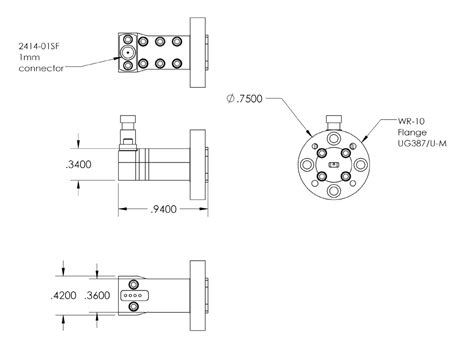 Precision Waveguide To Coax Adapter Wr 10 To 1 0mm Female
