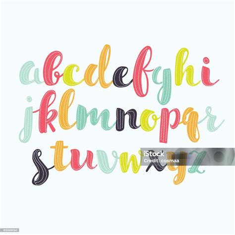 다채로운 수채화 해당 글꼴 형식 손으로 손 그리기 낙서 Abc 알파벳 편지 아기에 대한 스톡 벡터 아트 및 기타 이미지 아기 알파벳 컴퓨터 글자 Istock