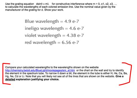 Solved Use The Grating Equation D Sin Theta M Lambda For Chegg Com