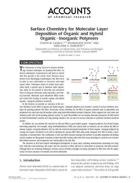 Pdf Surface Chemistry For Molecular Layer Deposition Of Organic And Hybrid Organic−inorganic
