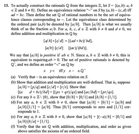 Solved To Actually Construct The Rationals Q From The Chegg Com