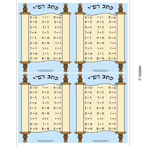 Alef Beis Print To Rashi Script Cards Walder Education