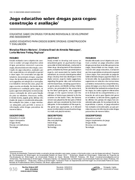 Pdf Jogo Educativo Sobre Drogas Para Cegos Construção E Avaliação