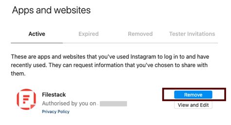 Remove Permissions Given To Filestack