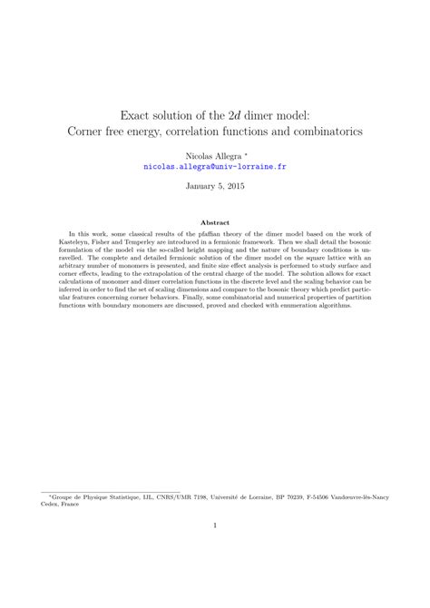 Pdf 2d Dimer Model Correlation Functions And Combinatorics