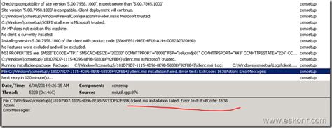 Sccm Configmgr 2012 Ccmsetup Installation Failed Error Exitcode 1638 All About Endpoint Management