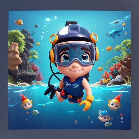 Premium Photo Cute Diver Gaming Cartoon Vector Icon Illustration